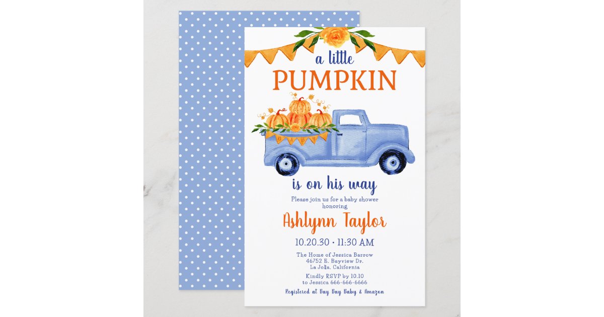 Budget Little Pumpkin Boy Baby Shower Invitation | Zazzle