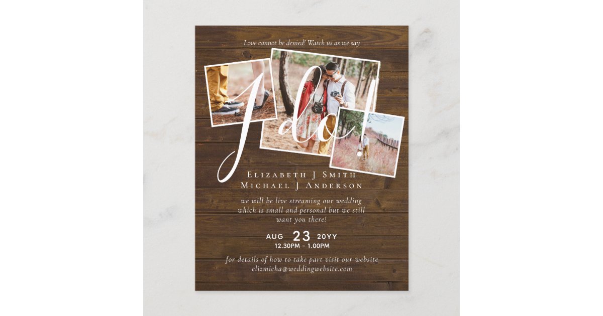 BUDGET Livestreaming Wedding Virtual PHOTO Invite | Zazzle
