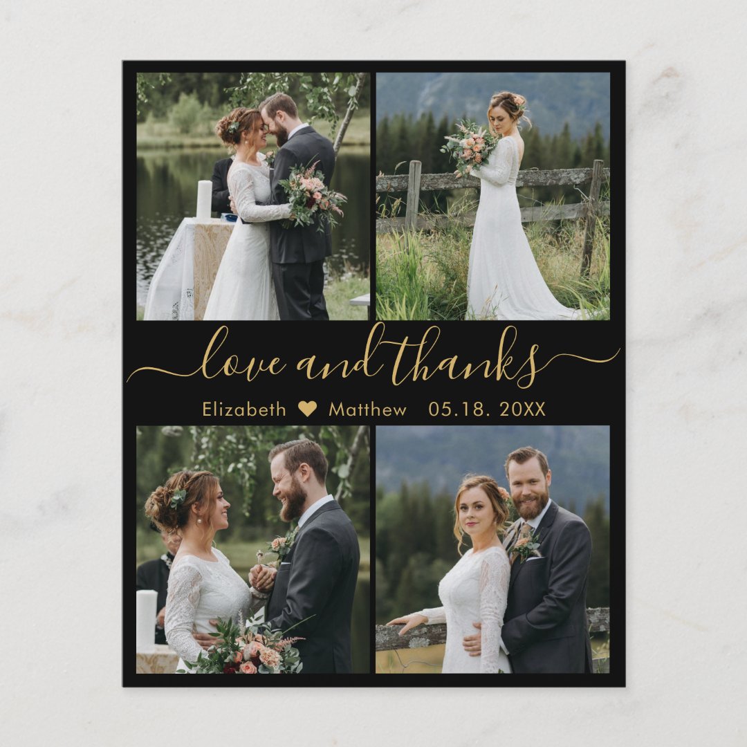 Budget Love and Thanks Collage Wedding Thank You F Flyer | Zazzle