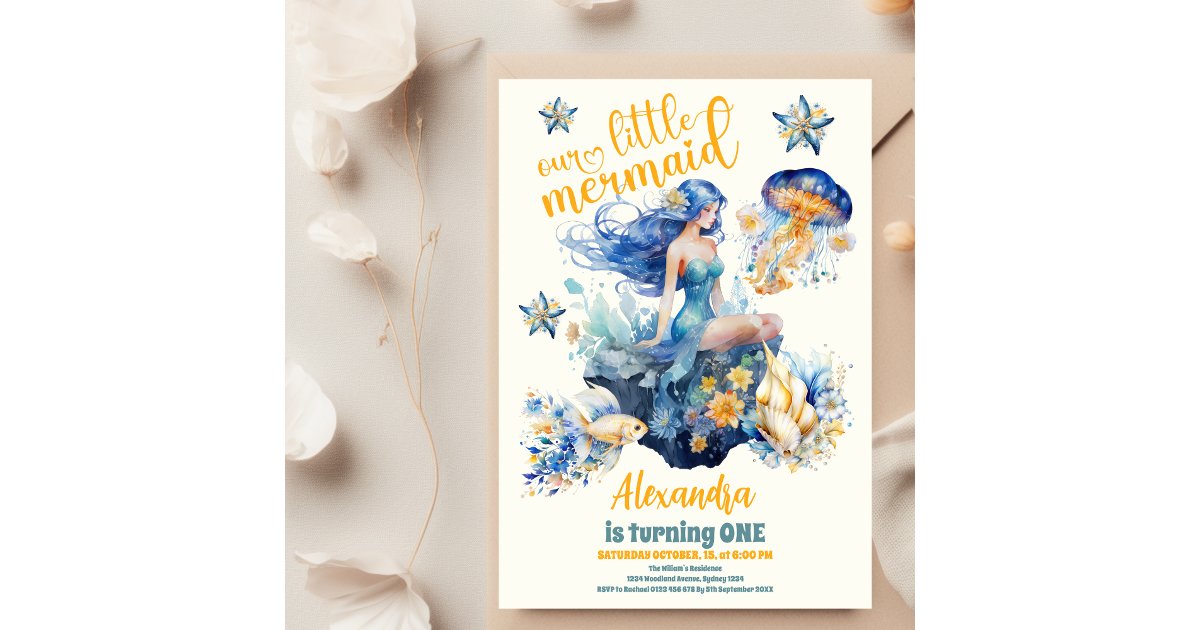 Budget Magical Mermaid 1st Birthday Party Flyer | Zazzle
