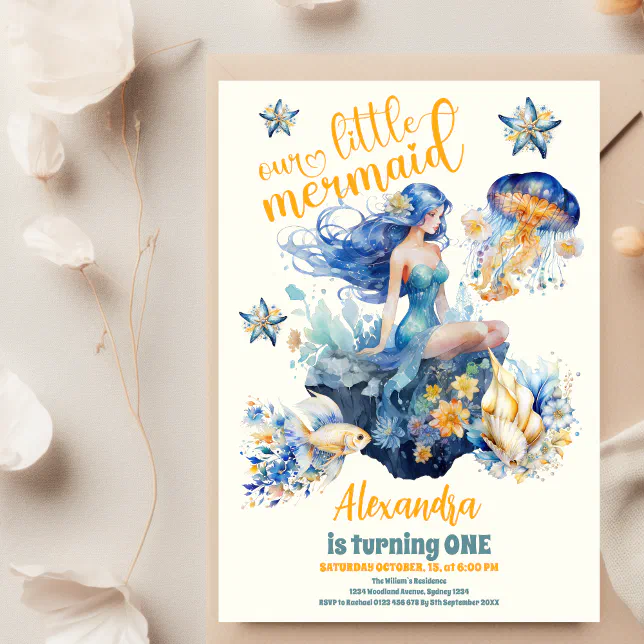 Budget Magical Mermaid 1st Birthday Party Flyer | Zazzle
