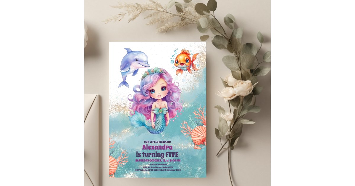 Budget Magical Mermaid Birthday Party Flyer | Zazzle