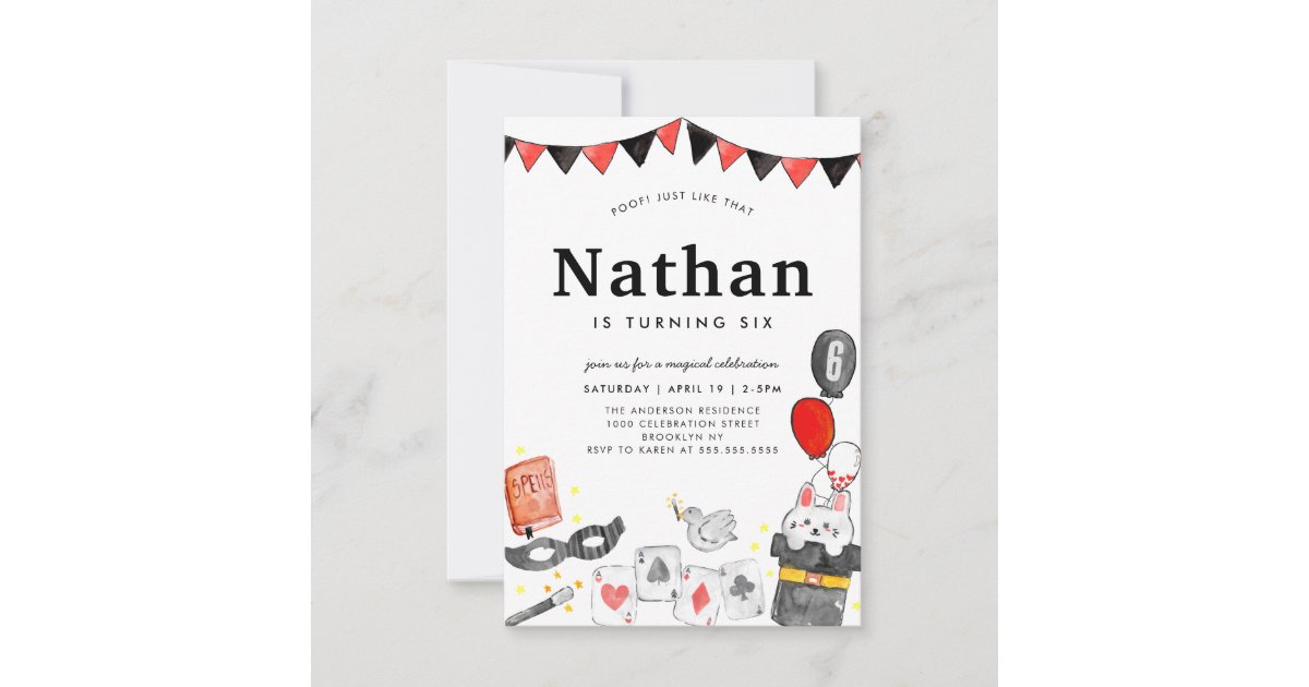 Budget Magician Rabbit Wand Magic Show Birthday Note Card | Zazzle