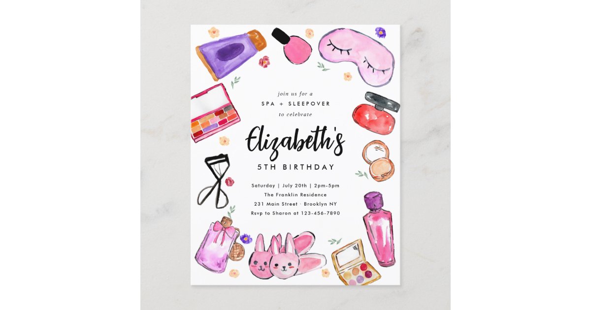 Budget Makeup Girls Slumber Sleepover Spa Birthday | Zazzle