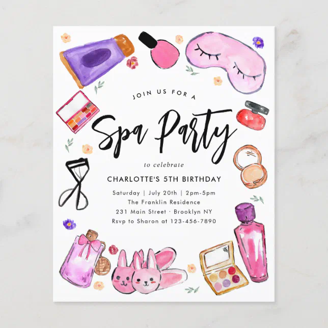 Budget Makeup Pajama Girls Slumber Spa Birthday | Zazzle