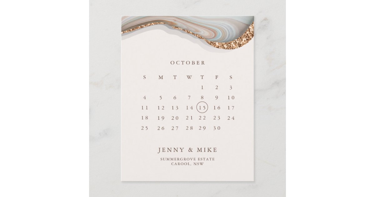 BUDGET Marble Calendar Arch Save the Date Flyer | Zazzle