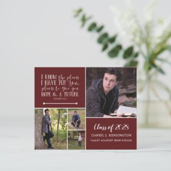 Budget Maroon Christian Graduation Photo Collage | Zazzle