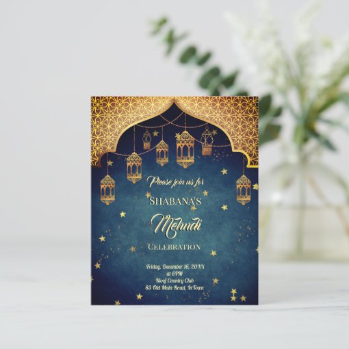Budget Mehndi Arabian Moroccan design invite | Zazzle