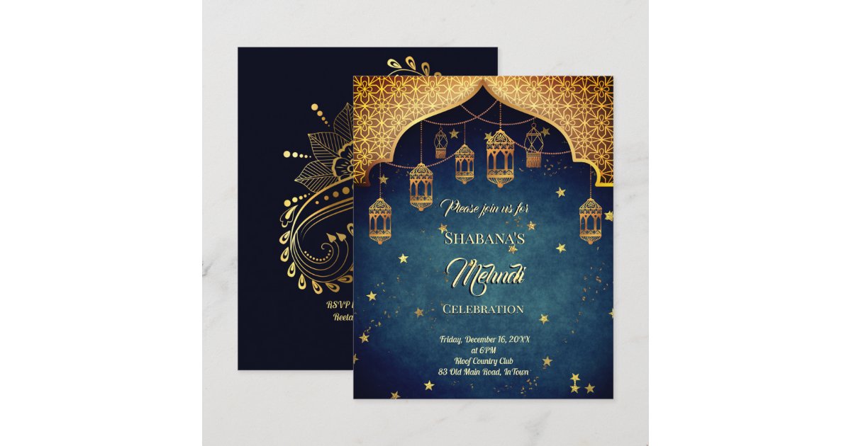 Budget Mehndi Arabian Moroccan design invite | Zazzle