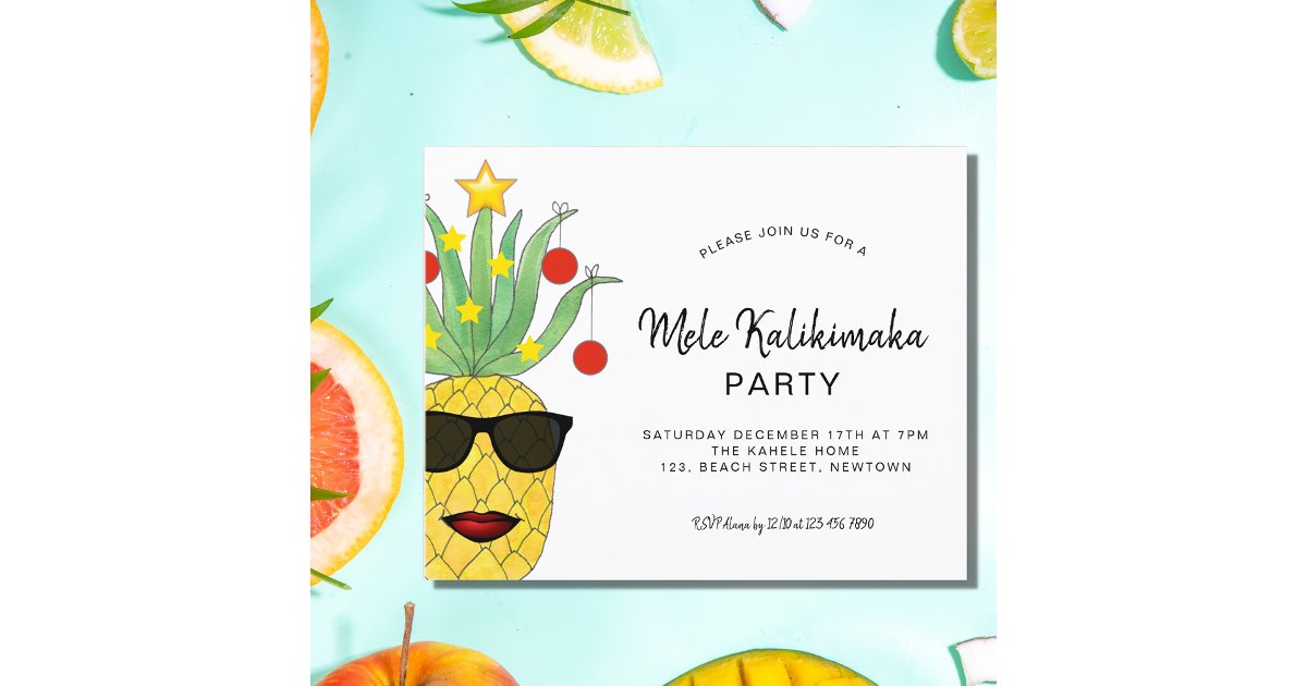 Budget Mele Kalikimaka Party Pineapple Invitation | Zazzle