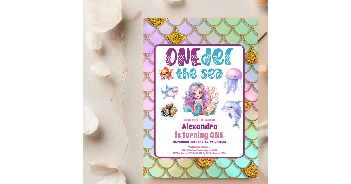 Budget Mermaid 1st Birthday Party Flyer | Zazzle