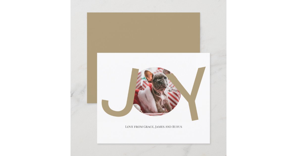 BUDGET Merry Christmas Joy Photo Card | Zazzle
