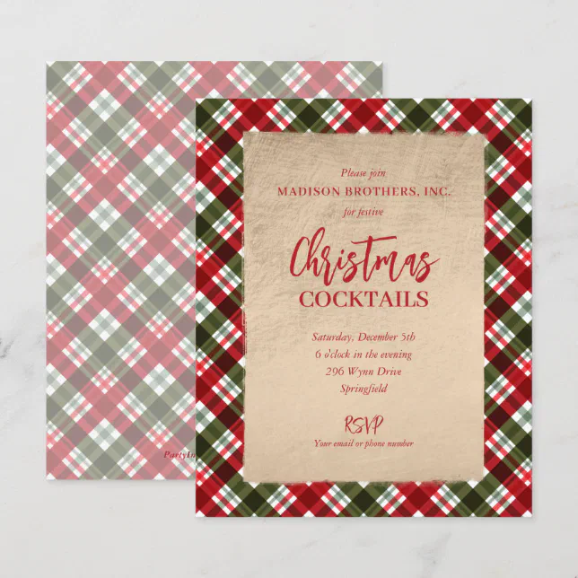 Budget Merry Christmas on Plaid Party Invitations | Zazzle