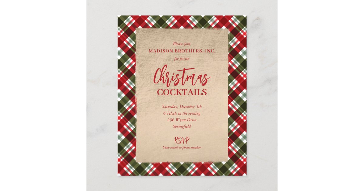 Budget Merry Christmas on Plaid Party Invitations Flyer | Zazzle