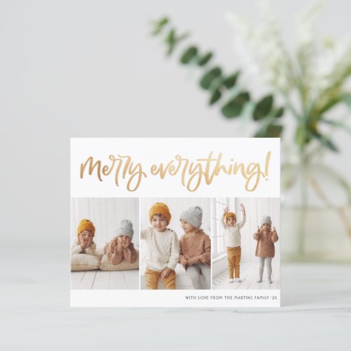 Budget Merry Everything Script 3 Photo Christmas | Zazzle