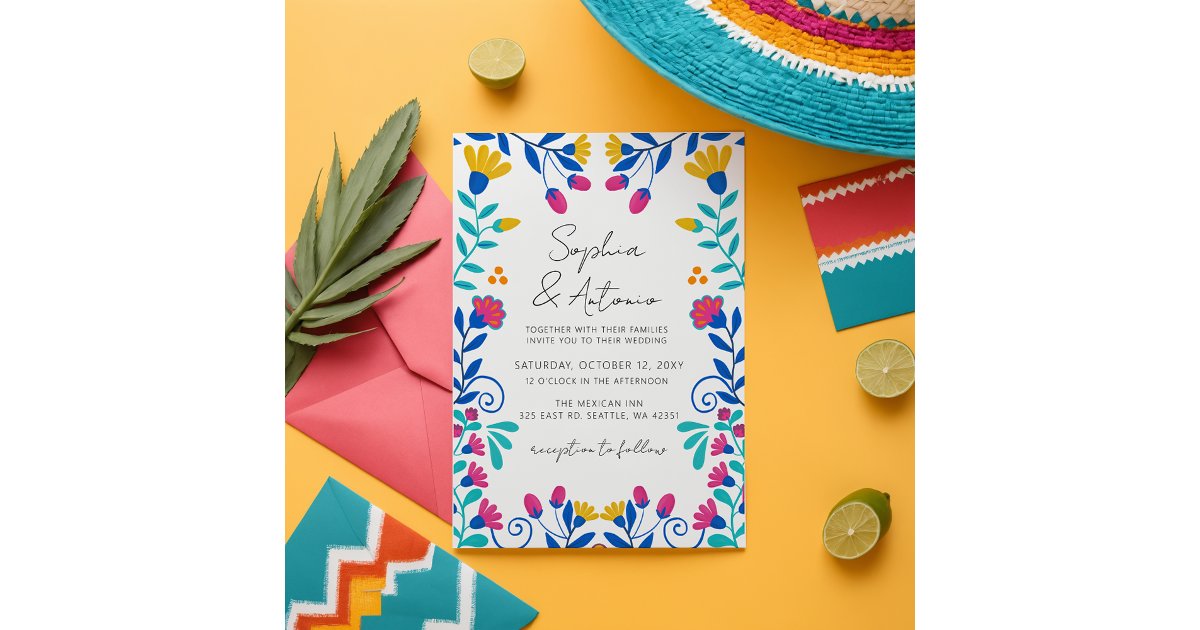 Budget Mexican Floral Fiesta Wedding Invitation | Zazzle