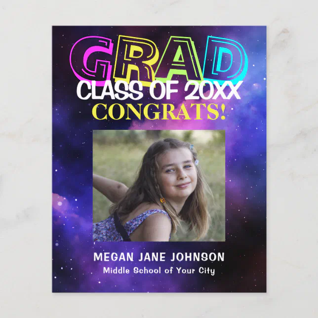 Budget middle school photo graduation announcement | Zazzle