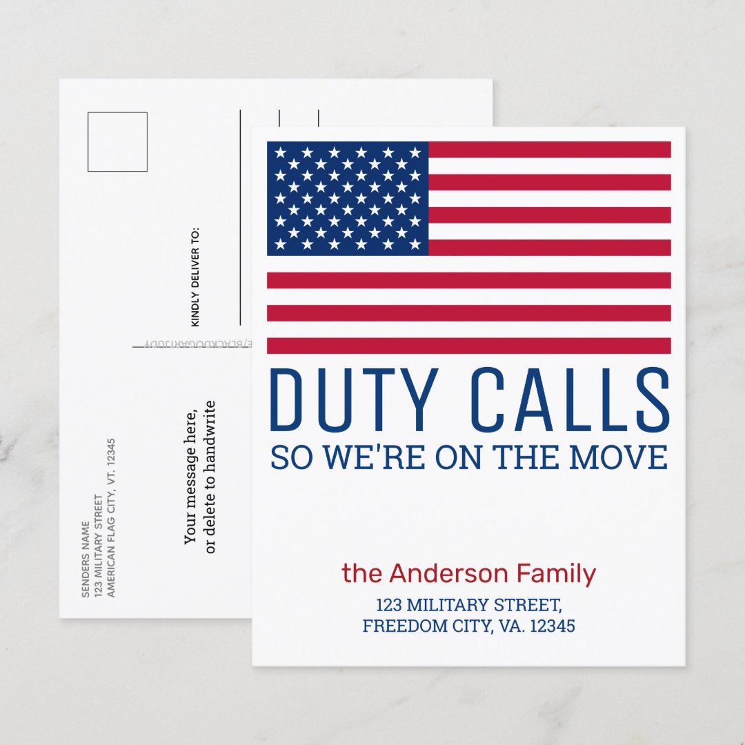 Budget Military Moving Announcement American Flag | Zazzle
