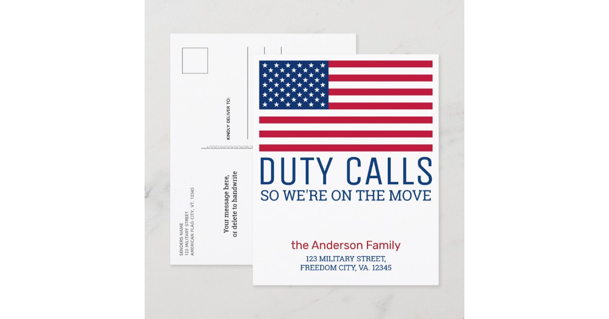 Budget Military Moving Announcement American Flag | Zazzle