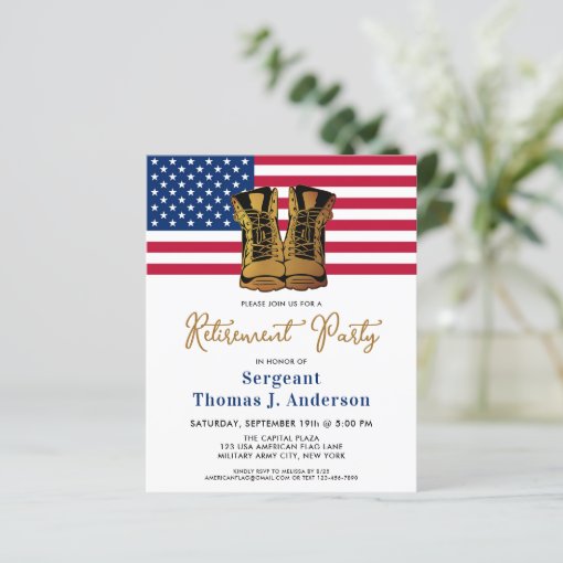 Budget Military Retirement Boots American Flag | Zazzle