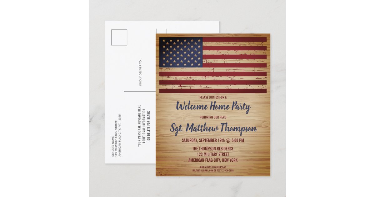 Budget Military Welcome Home Party Invite Postcard | Zazzle