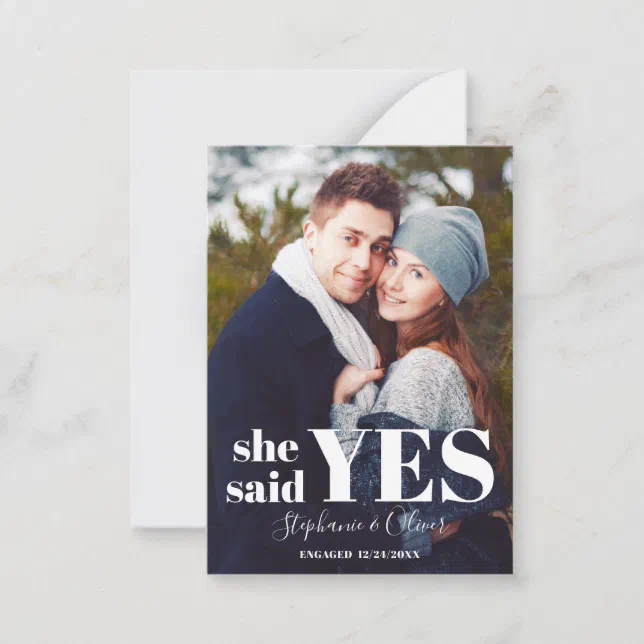 Budget Mini She Said Yes Photo Engagement Card | Zazzle