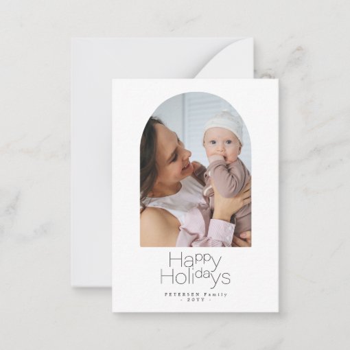 Budget MINI SIZE family photo winter holidays Note Card | Zazzle