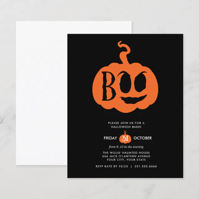 BUDGET Minimalist BOO Halloween Bash Party | Zazzle