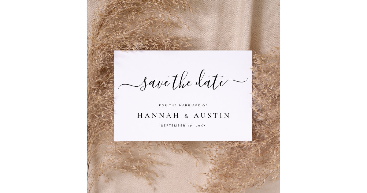 Budget Minimalist Elegant Wedding Save The Date Note Card | Zazzle