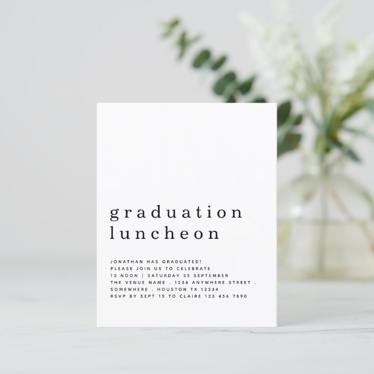 Budget Minimalist Graduation Luncheon Invitation | Zazzle