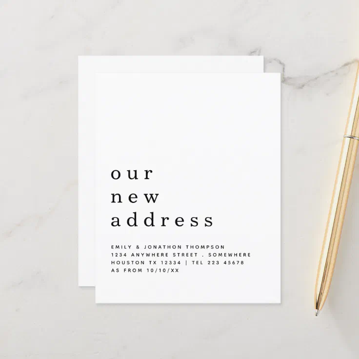 Budget Minimalist Moving New Address Details | Zazzle