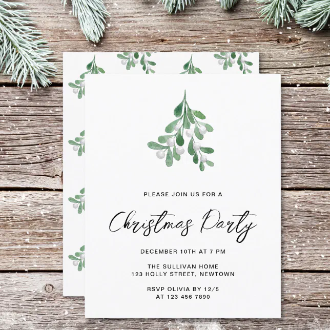 Budget Mistletoe Christmas Party Invitation | Zazzle