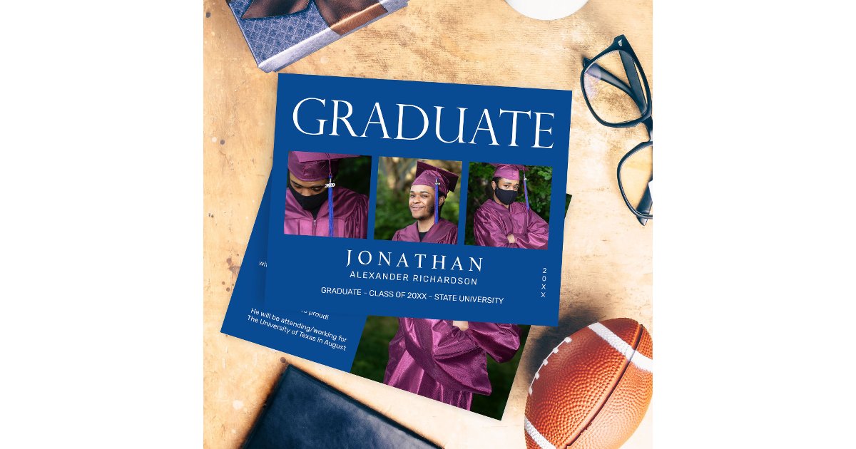 Budget Modern 4 Photo Graduation Announcement - BL Flyer | Zazzle