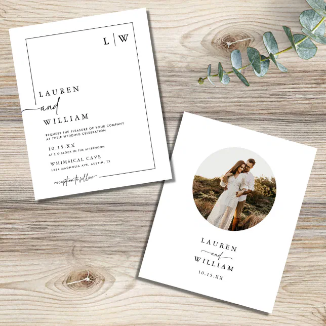 Budget Modern Boho Round Photo Wedding Invitation Flyer | Zazzle
