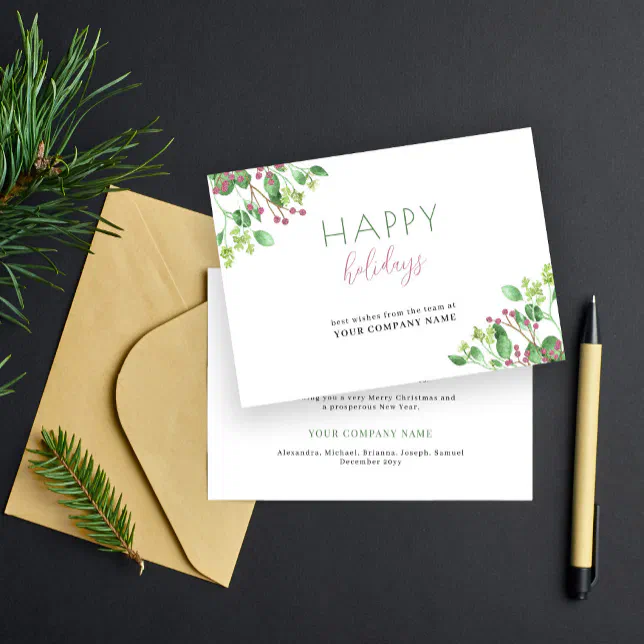 Budget modern business corporate holiday card | Zazzle