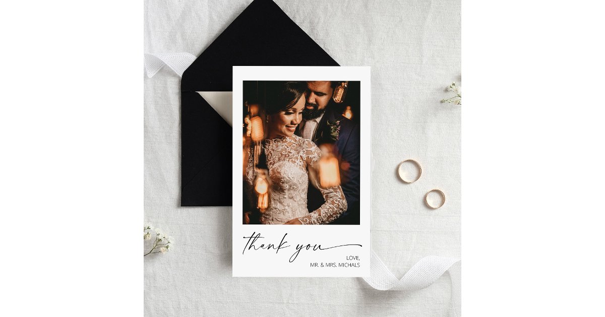 Budget Modern Calligraphy Instant Photo Wedding | Zazzle