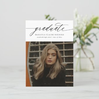 Budget Modern Calligraphy Two Photo Graduation Announcement | Zazzle