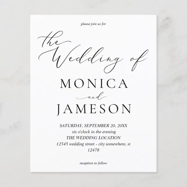 Budget Modern Calligraphy V2 Wedding Flyer | Zazzle