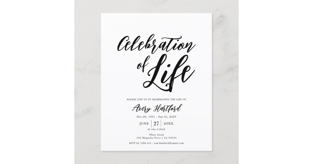 Budget Modern Funeral Service Celebration of Life | Zazzle