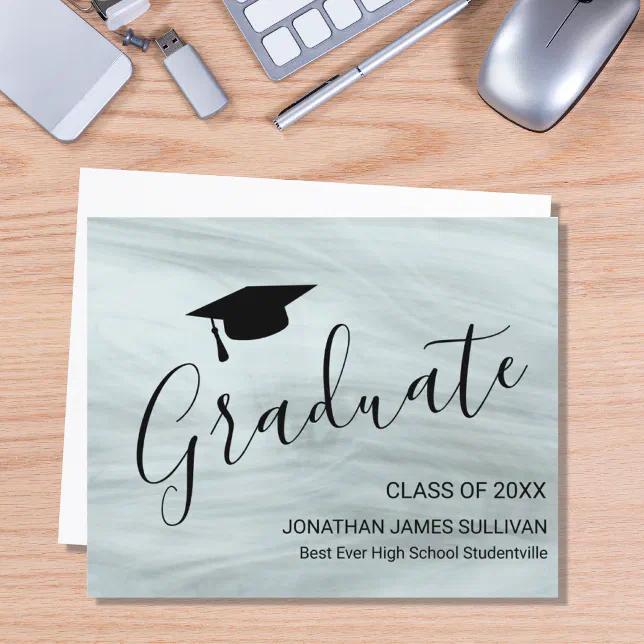 Budget Modern Gray Graduation Announcement | Zazzle