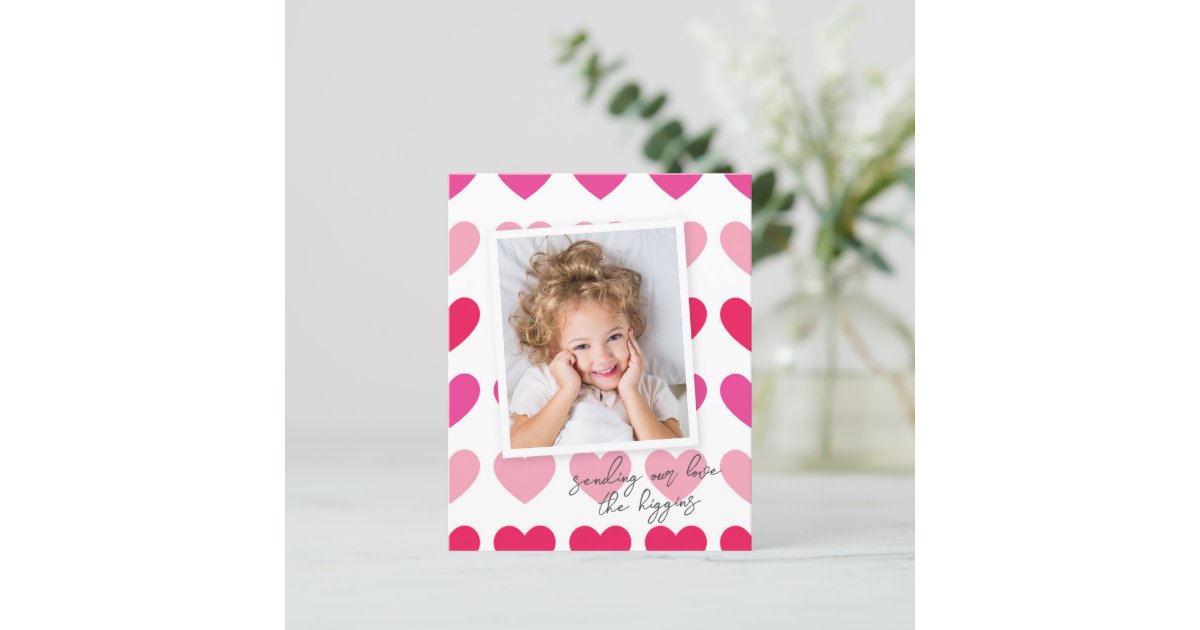 Budget Modern Hearts Photo Valentine's Day Card | Zazzle