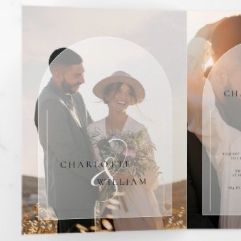 Budget Modern Multi Photo RSVP Details Wedding Tri-Fold Invitation | Zazzle