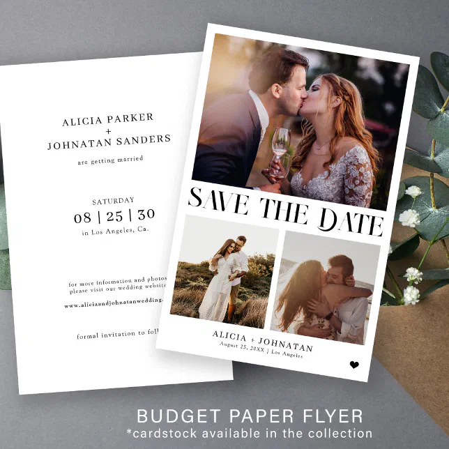 Budget modern multi photo wedding save the date flyer | Zazzle