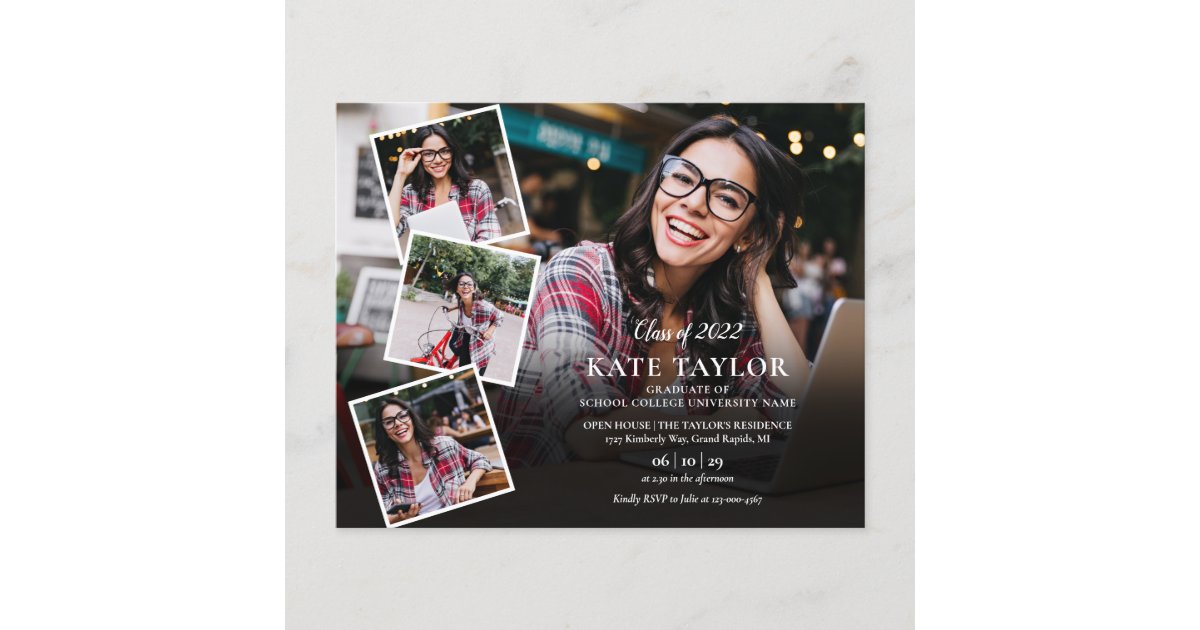 Budget Modern Photo Collage Graduation Invitation | Zazzle