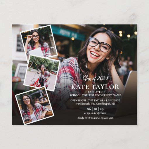 Budget Modern Photo Collage Graduation Invitation | Zazzle