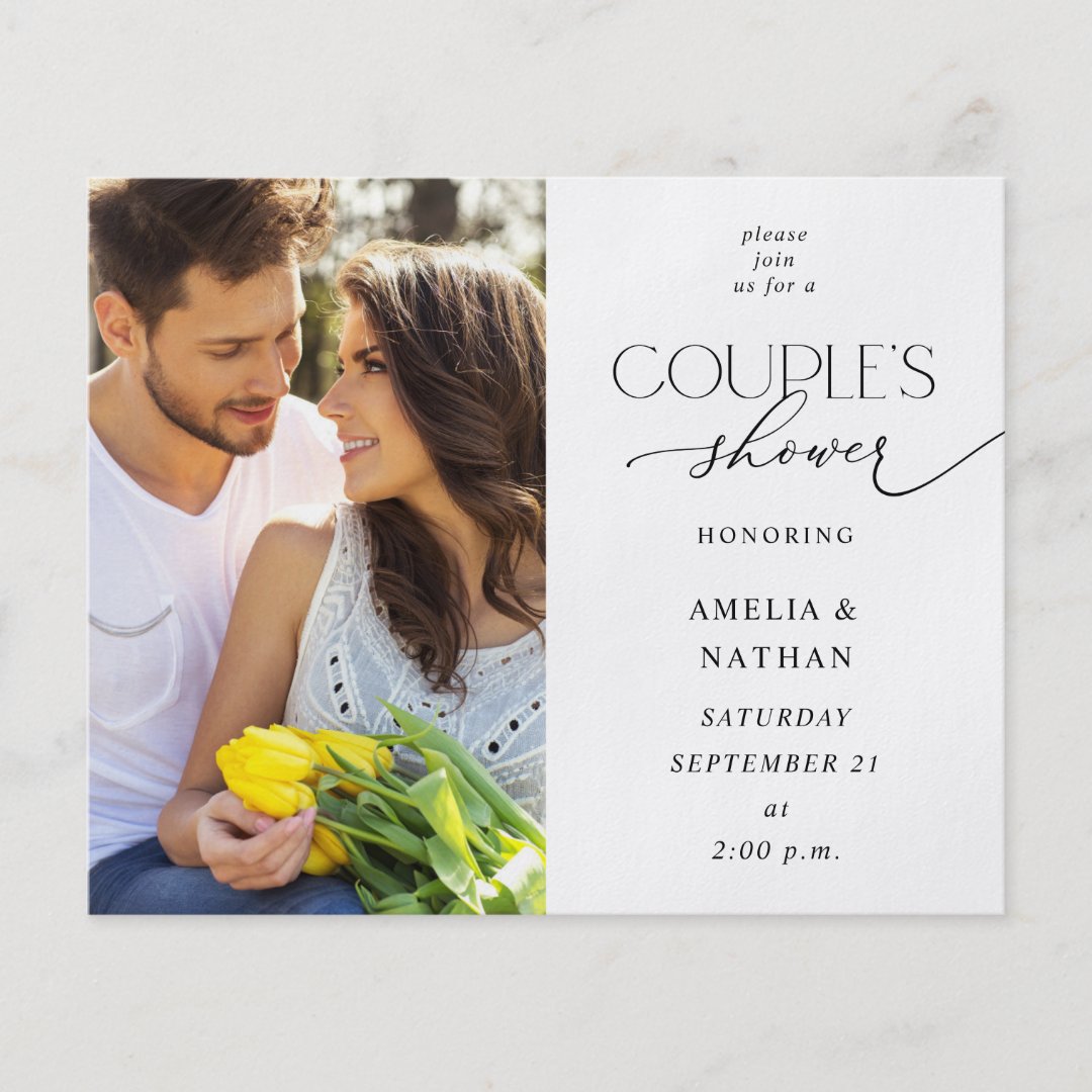 Budget Modern Photo Couple's Shower Flyer | Zazzle