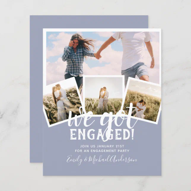 BUDGET Modern PHOTO ENGAGEMENT Announcement | Zazzle