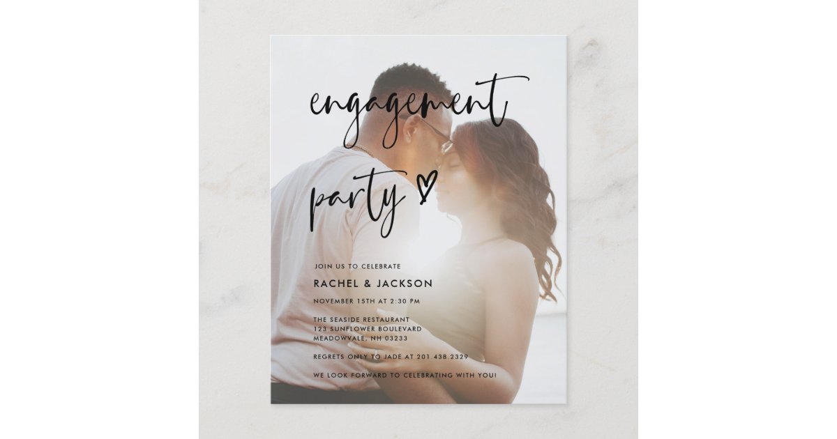 Budget Modern Photo Engagement Party Invitation | Zazzle