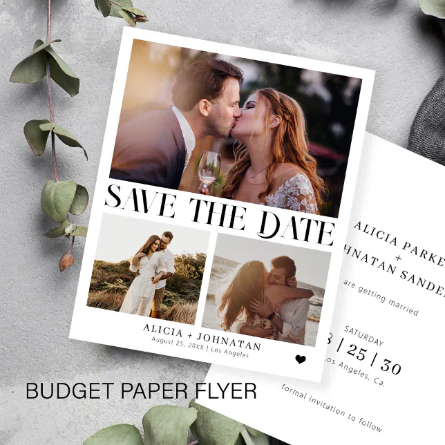 Budget modern photo simple wedding save the date flyer | Zazzle