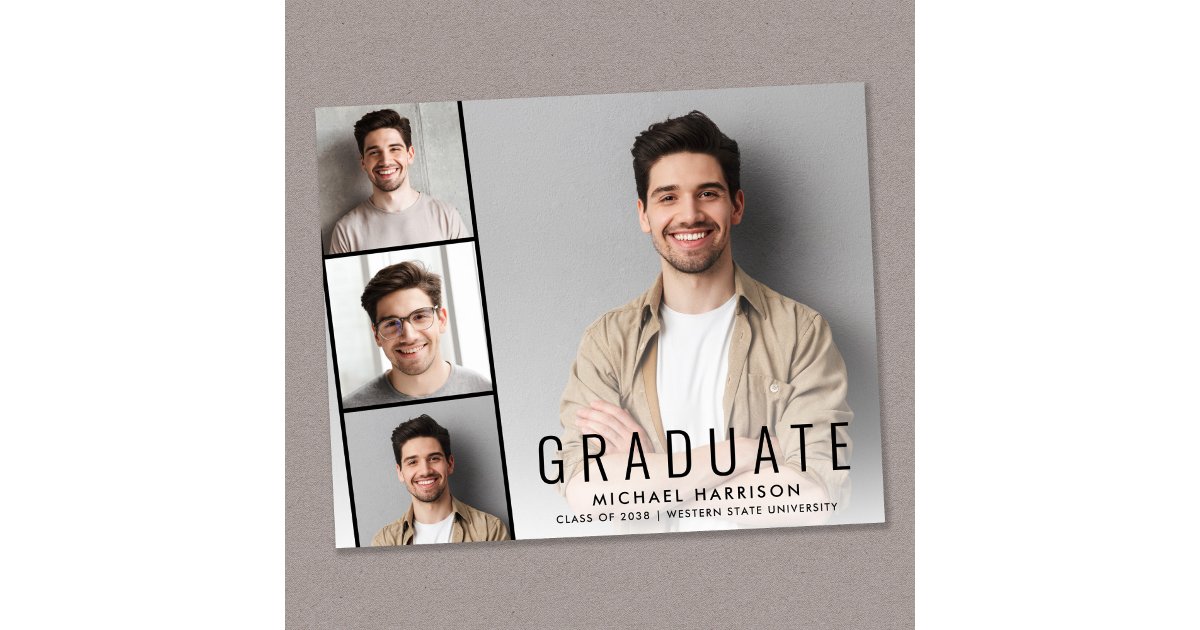 Budget Modern Photo Strip Graduation Announcement | Zazzle